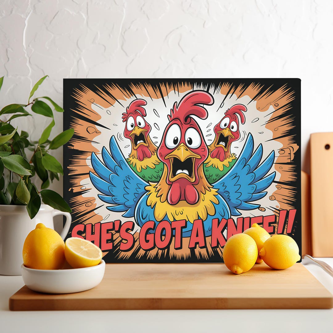 Funny Chicken Cutting Board PNG, Farmhouse Kitchen Sublimation, She’s ...