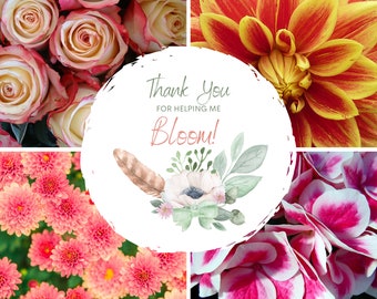 Floral Appreciation Gift Tags, Thank You for Helping Me Bloom Flower ...