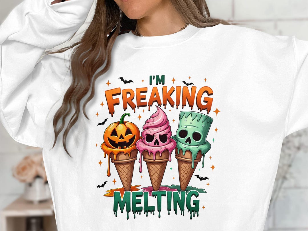 Halloween Ice Cream Clipart PNG, Freaking Melting, Spooky Pumpkin Skull ...