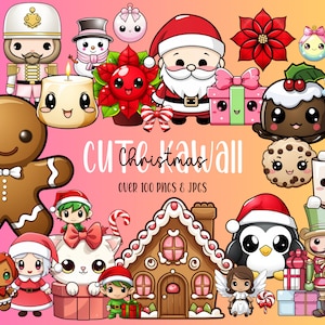 Cute Kawaii Christmas Clipart Over 100 Cute Christmas Graphics Winter ...