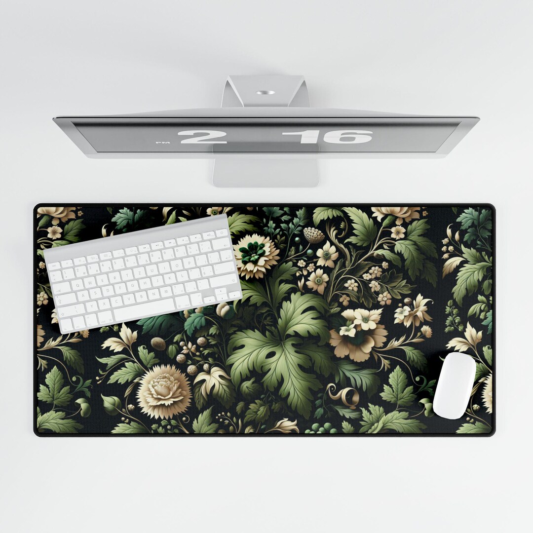 Sage Green Desk Mat, Botanical Print Desk Pad, Work Desk Accessory ...