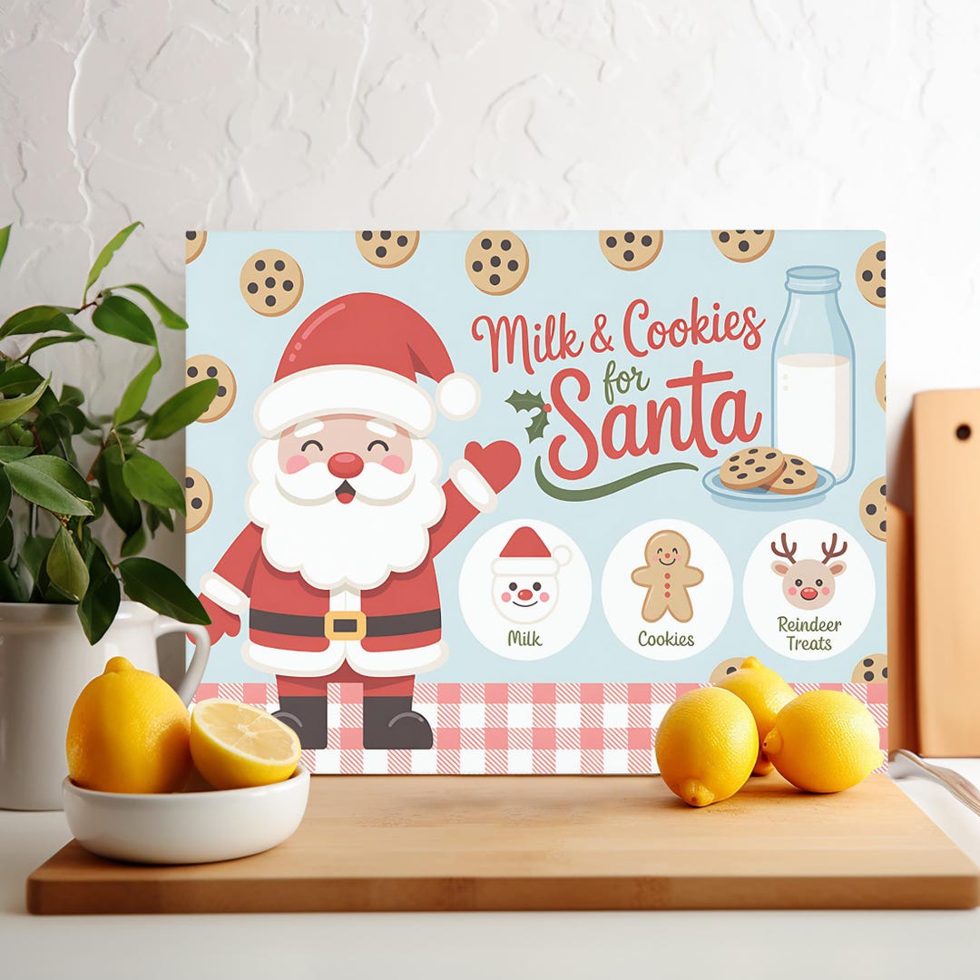 Milk & Cookies for Santa PNG Design, Christmas Kids Chopping Board PNG ...