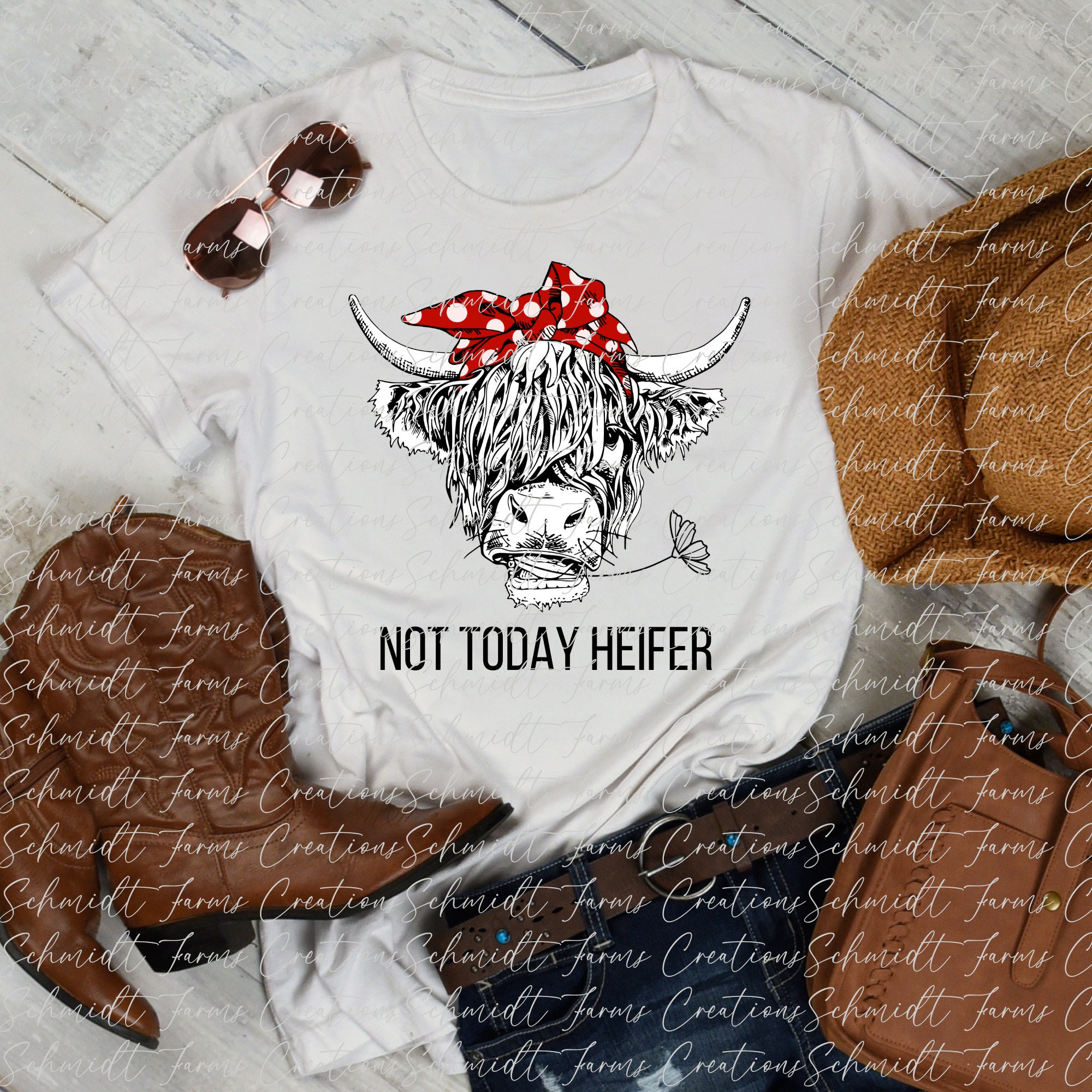 Not Today Heifer, PNG, Digital Download, Heifer, Cow, Highlander Flower ...