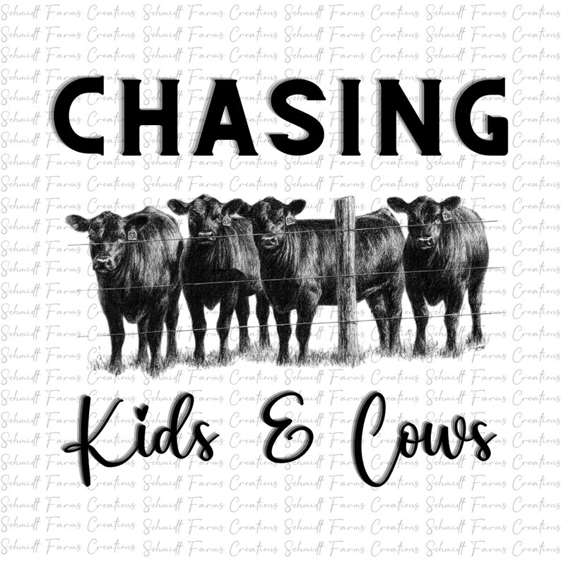 Chasing Kids & Cows, PNG, Digital Download, Sublimation, Cattle ...