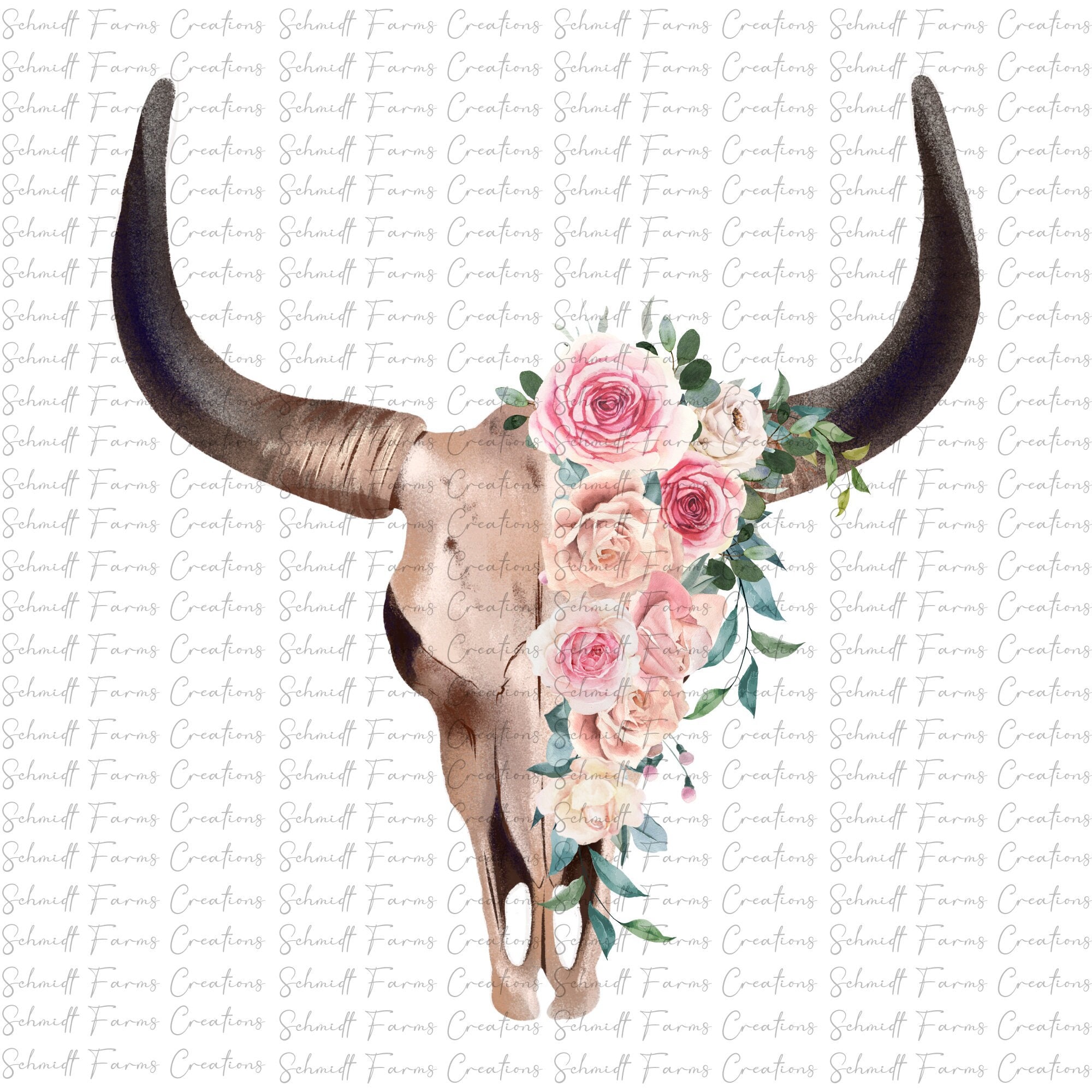 Floral Bull Skull PNG, Western, Rustic, Flowers, BOHO, Shabby Chic ...