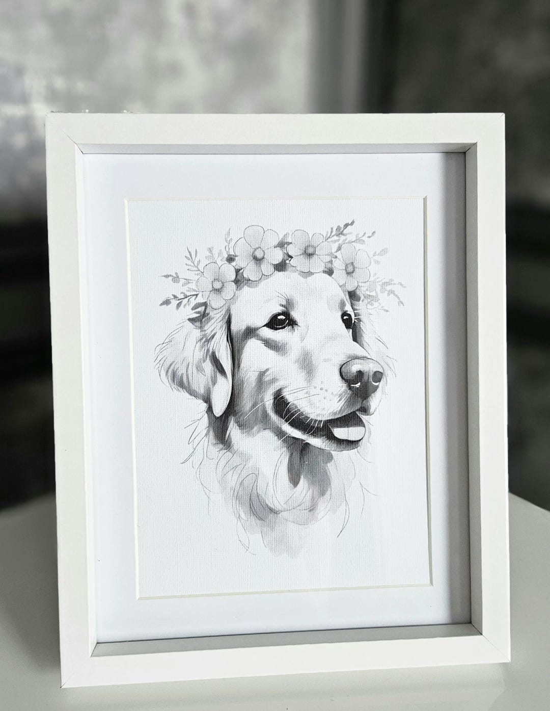 My Best Golden Friend - Golden Retriever Sketched Floral Print - Etsy