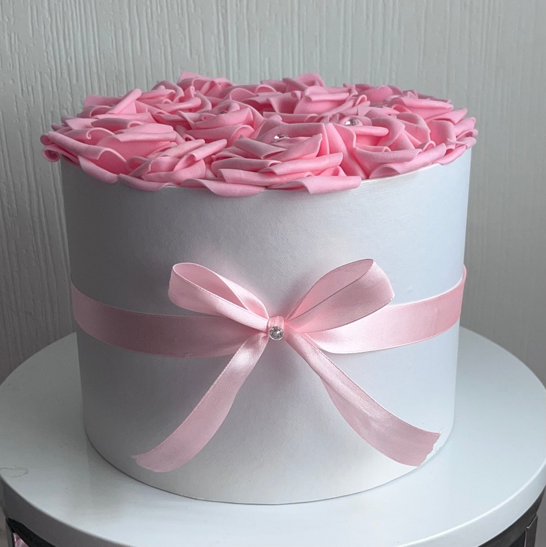 Luxury Artificial Pink Rose Hat Box Flowers Gift or Home Decor - Etsy