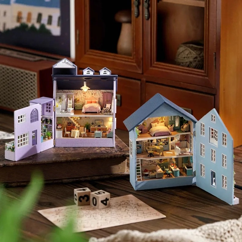 Happy House Molan House Dollhouse DIY KIT With LED Lights Furniture ...