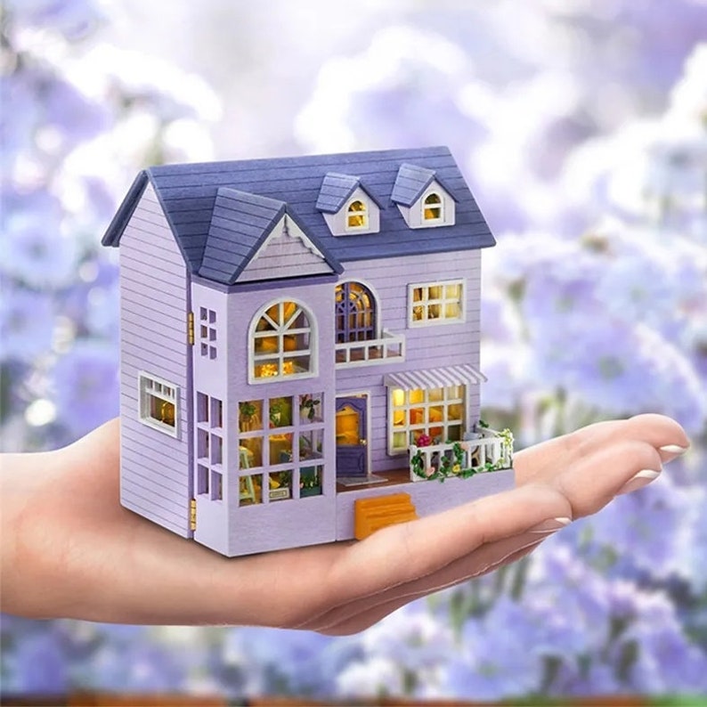 Happy House Molan House Dollhouse DIY KIT With LED Lights Furniture ...