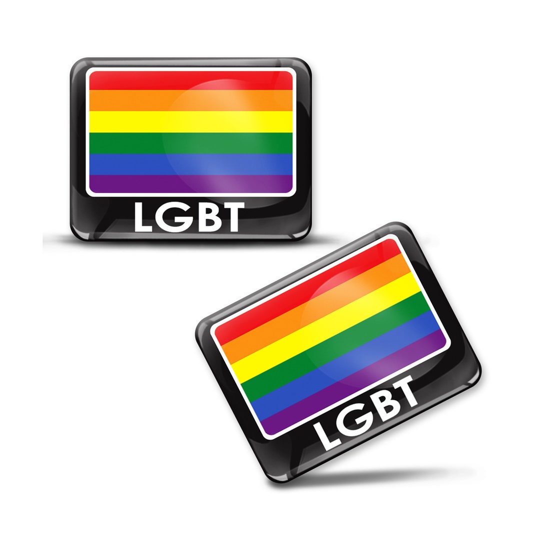 2 X 3D Domed Silicone Badge Stickers LGBT Rainbow Pride Flag Decal ...
