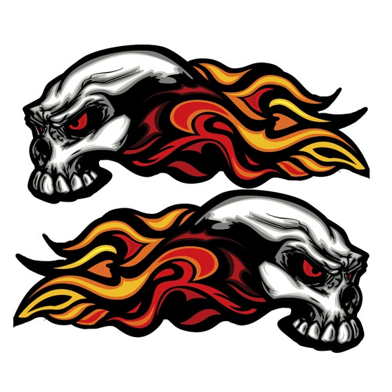 Flaming Skull Decals