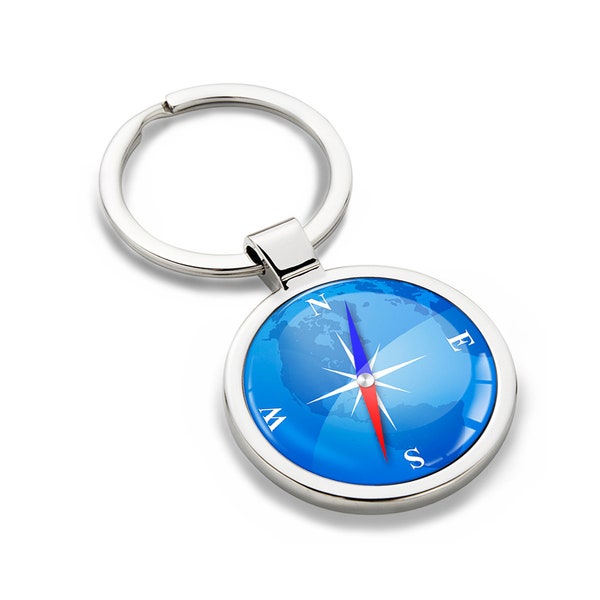 Engraved Compass Keychain - Etsy