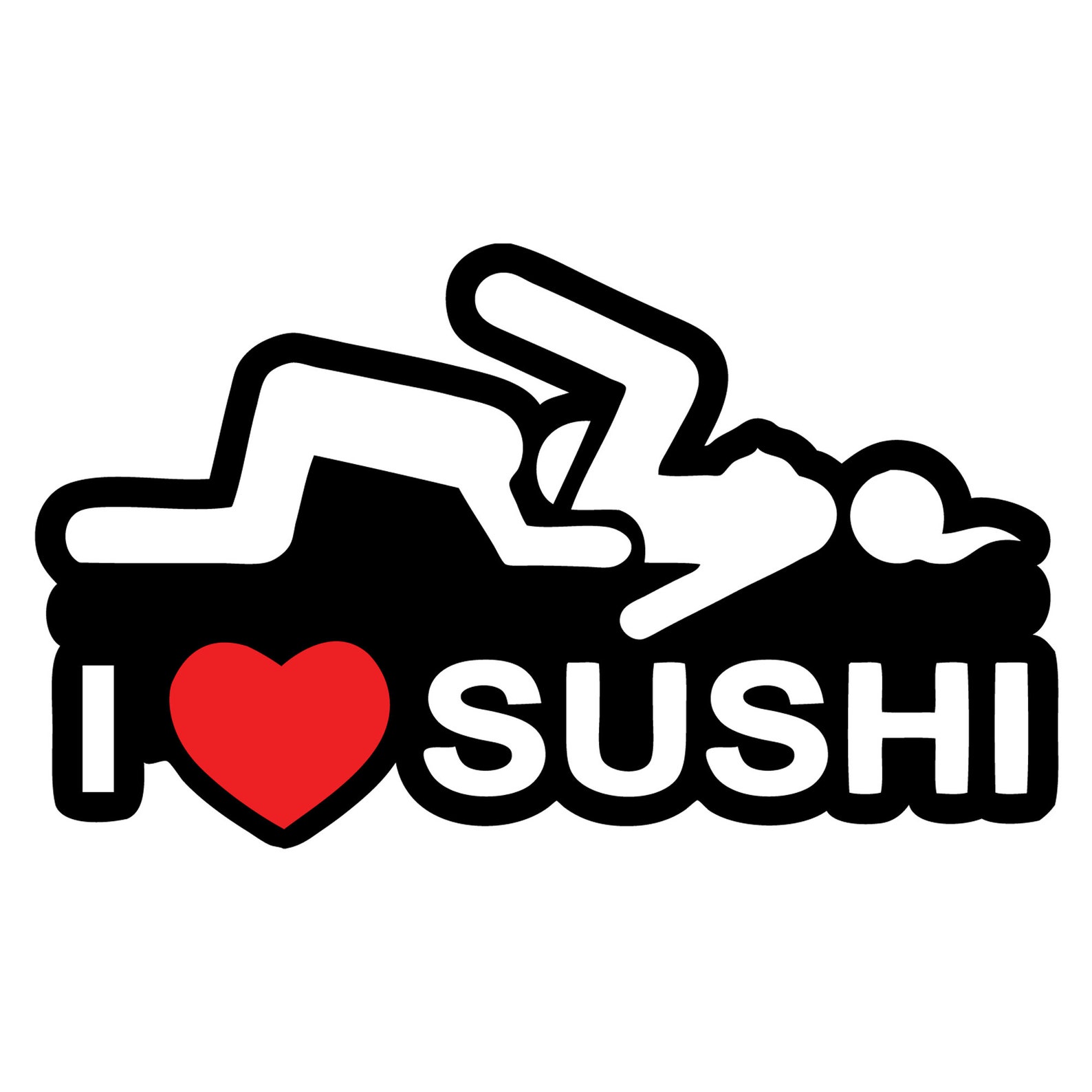 Vinyl Cool Sticker I Love Sushi Funny Comics Cartoon Decals Etsy