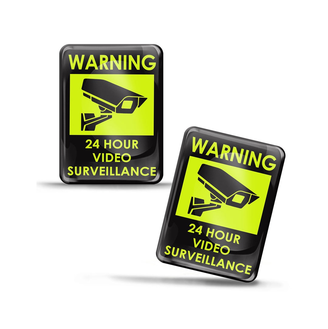 2 X 3D Domed Stickers Warning Safety Sign Symbol 24h Camera Video ...