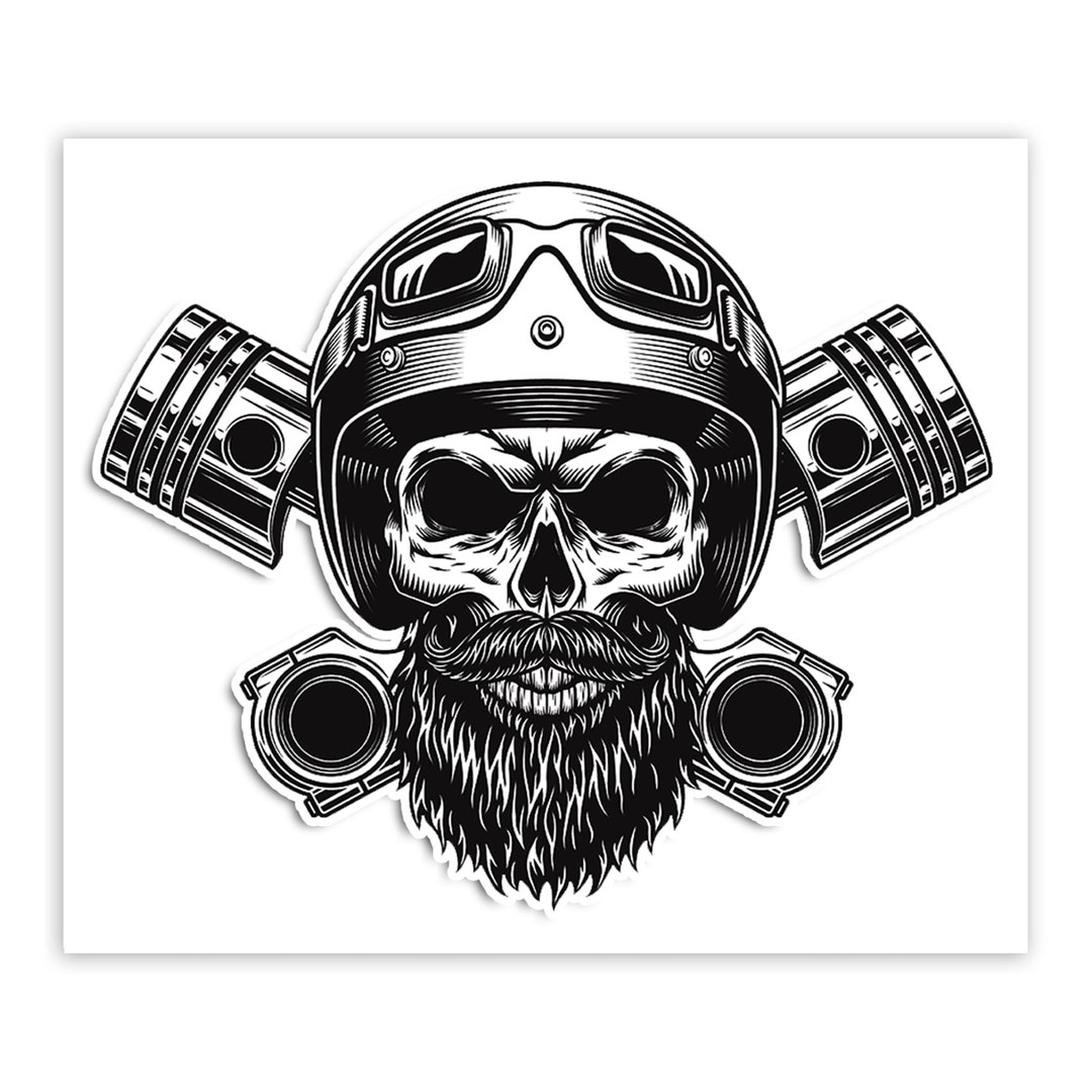 1 X Vinyl Sticker Biker Skull Motorcycle Man Decals for Bumper Car ...