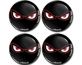 Pair of Evil Eyes Eye Design With Green Iris for Motorcycle Helmet ...