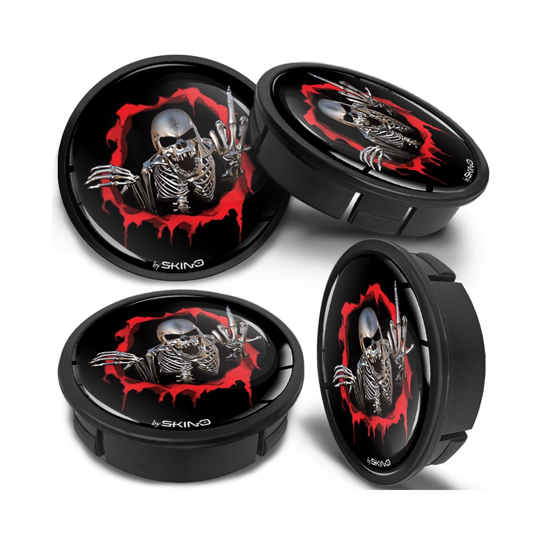 Wheel Center Caps Universal Custom Tuning Logo 60mm Skull Middle Finger ...