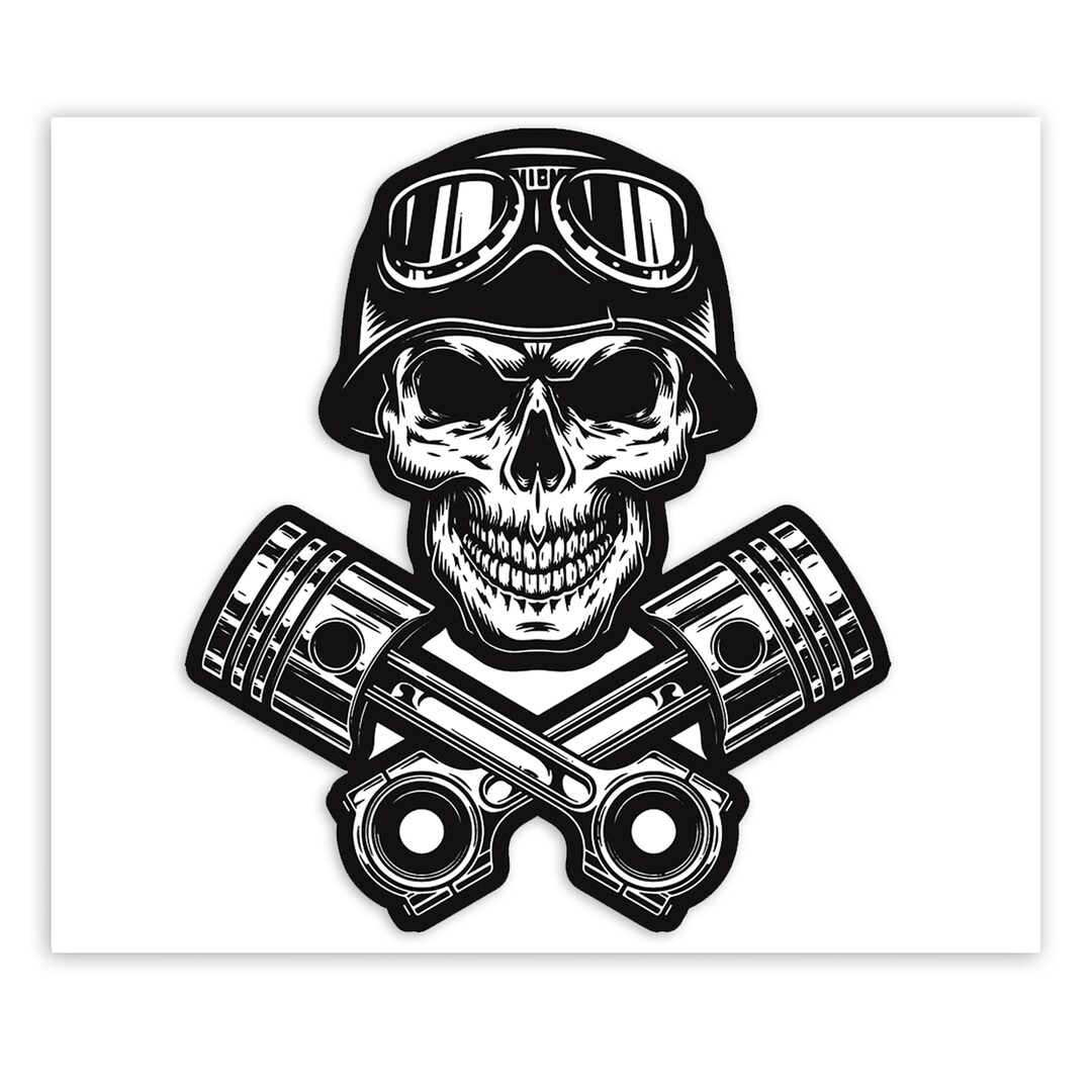 1 X Vinyl Sticker Biker Skull Motorcycle Man Decals for Bumper Car ...