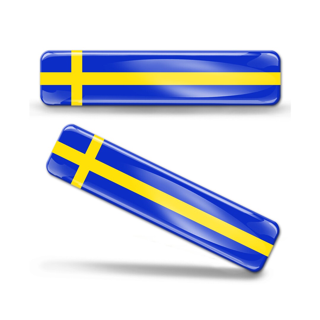 2 X 3D Domed Silicone Badge Sweden Swedish National Flag Stickers Decal ...