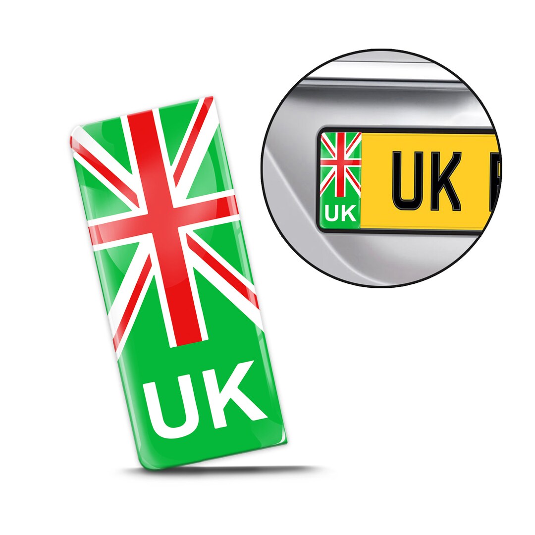 2 X 3D UK Badge Green EV Electric Car Number Plate Domed Stickers GB ...