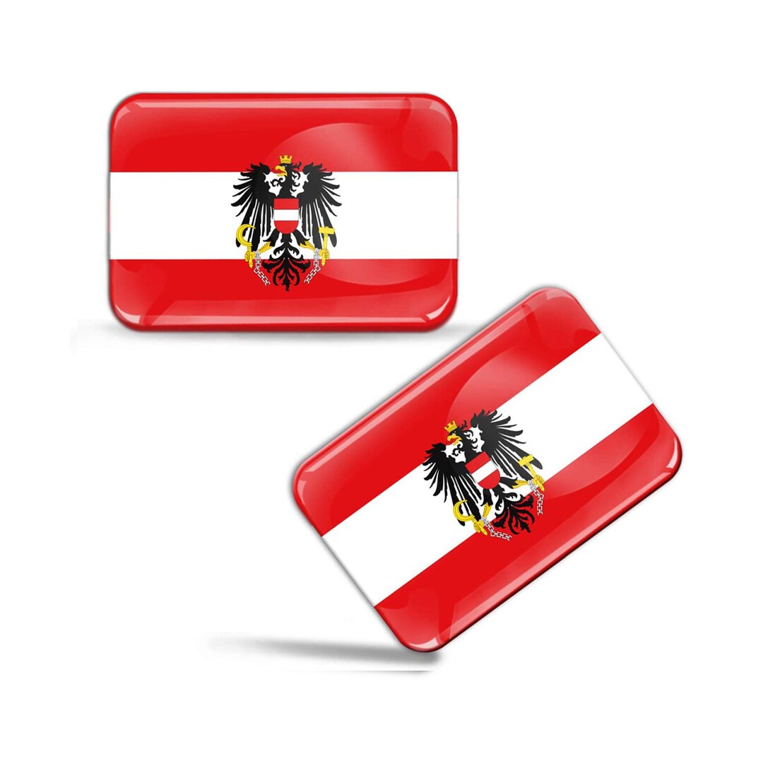 2 X 3D Domed Gel Badge Austria Austrian National Flag Stickers Decal ...