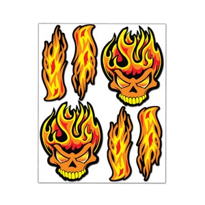 Stickers Set Vinyl Decals Skull Flame Fire Flames Laptop Car Motorcycle ...