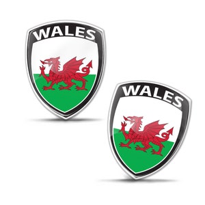 2 X 3D Domed Silicone Badge Wales Flag Welsh Dragon Stickers Decal ...