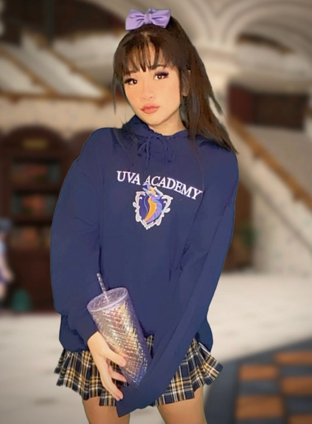 Uva Academy Navy Hoodie Embroidered School Sweater - Etsy