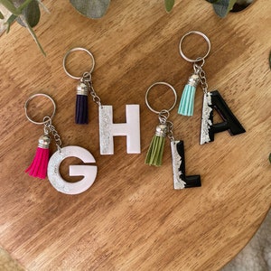Polymer Clay Initial Keychain | 20 Tassel Color Options Available ...