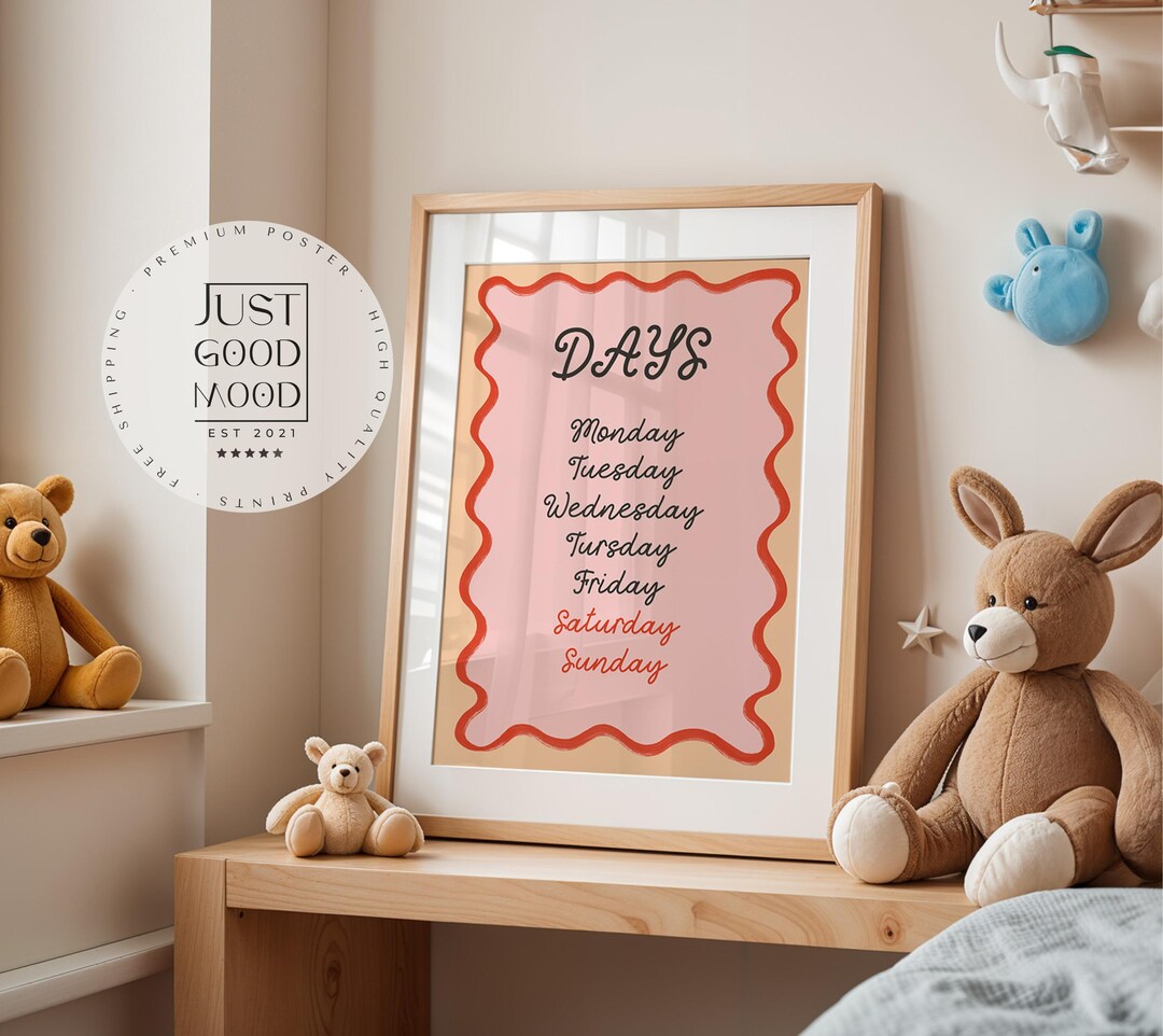 Children's Room Poster: Days of the Week · Learning Poster With Monday ...