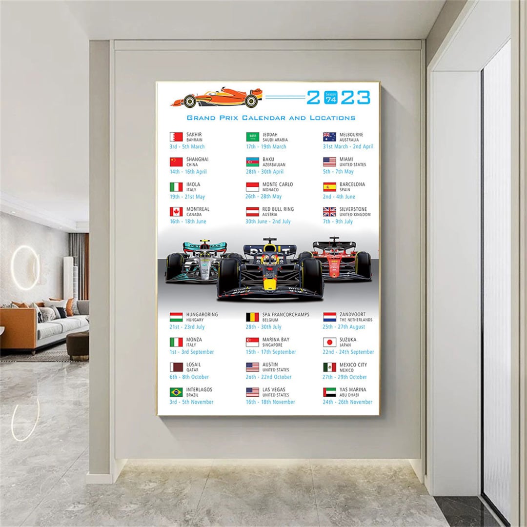 Poster Formula 1 Calendar 2023 Routes Date Appointments - Etsy