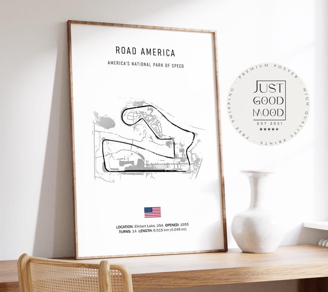 Poster Racetrack Road America USA · America’s National Park of Speed ...