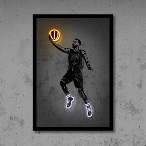 Poster Basketball Player With Neon Ball as a Decorative Print - Etsy