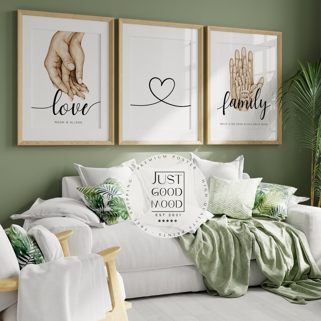 Personalized Family Poster With Hands · Family Gift · Living Room ...