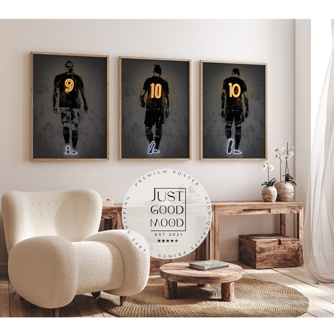 Poster Football Player Neon Jersey Number 10 and 9 · Gift Idea · Name ...