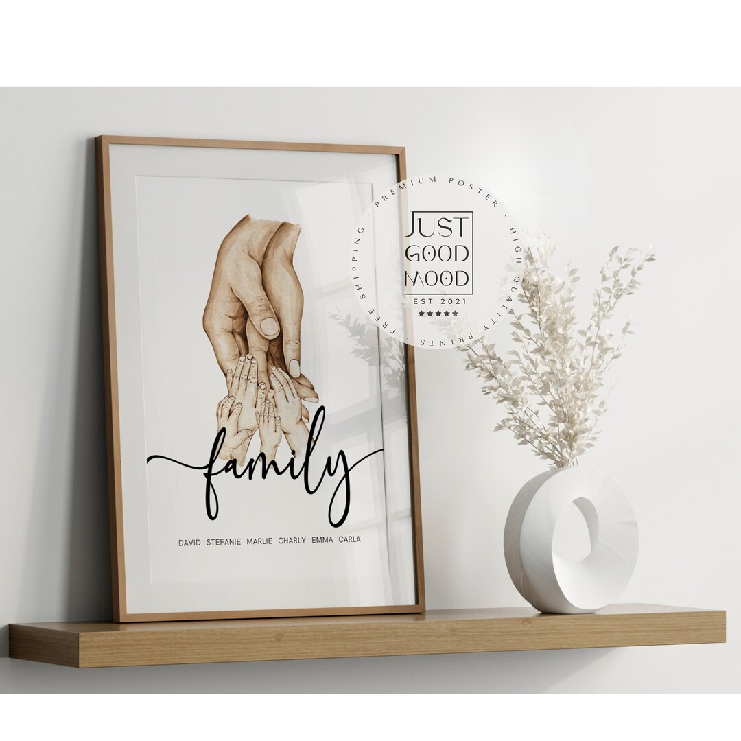 Family Holding Hands · Hands Poster · Personalized Names · Hands Print ...