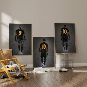 Poster Football Player Neon Jersey Number 10 and 9 · Gift Idea · Name ...