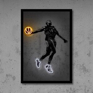 Poster Basketball Player With Neon Ball as a Decorative Print - Etsy
