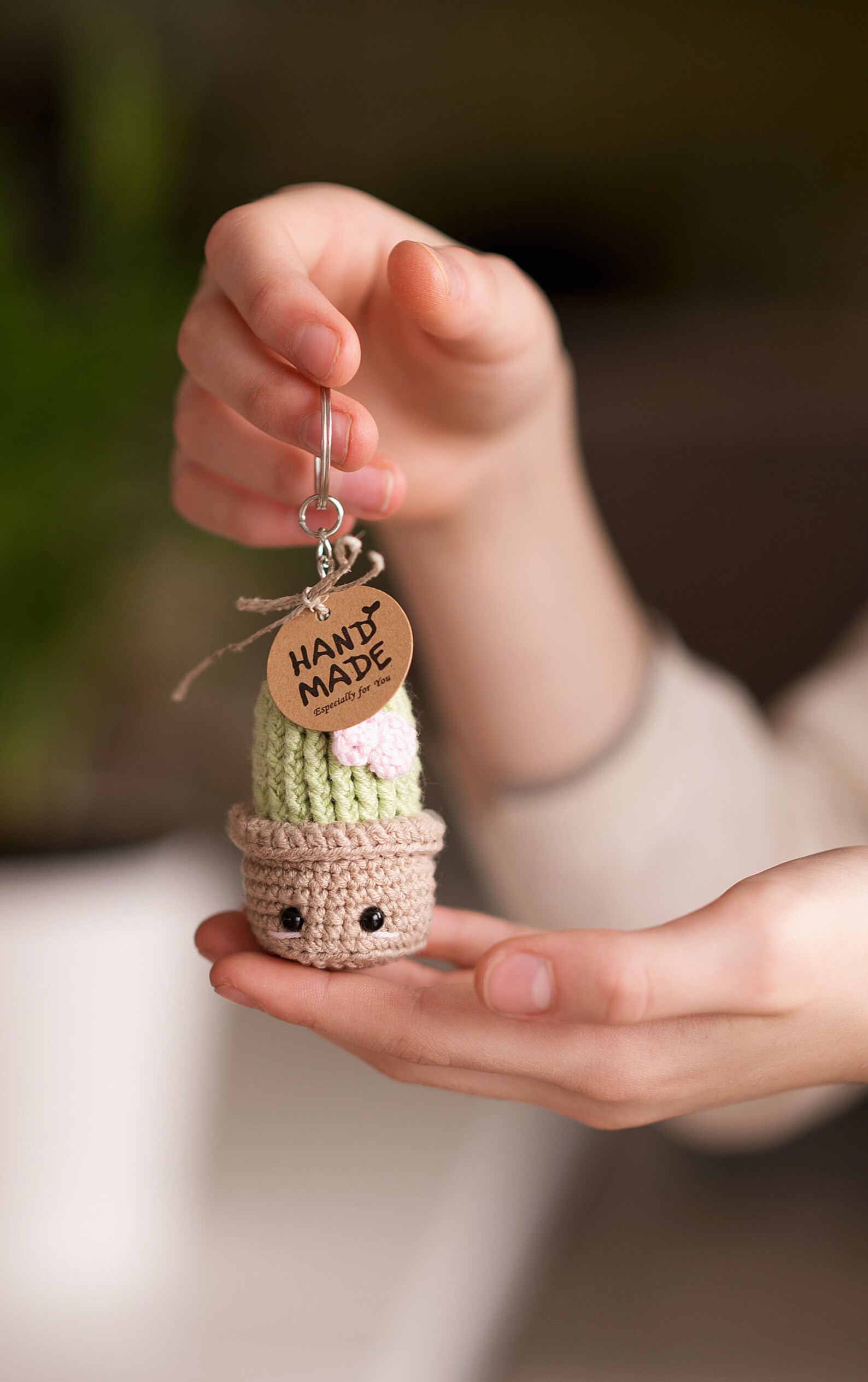 Crochet Kawaii Cactus Keychain - Etsy