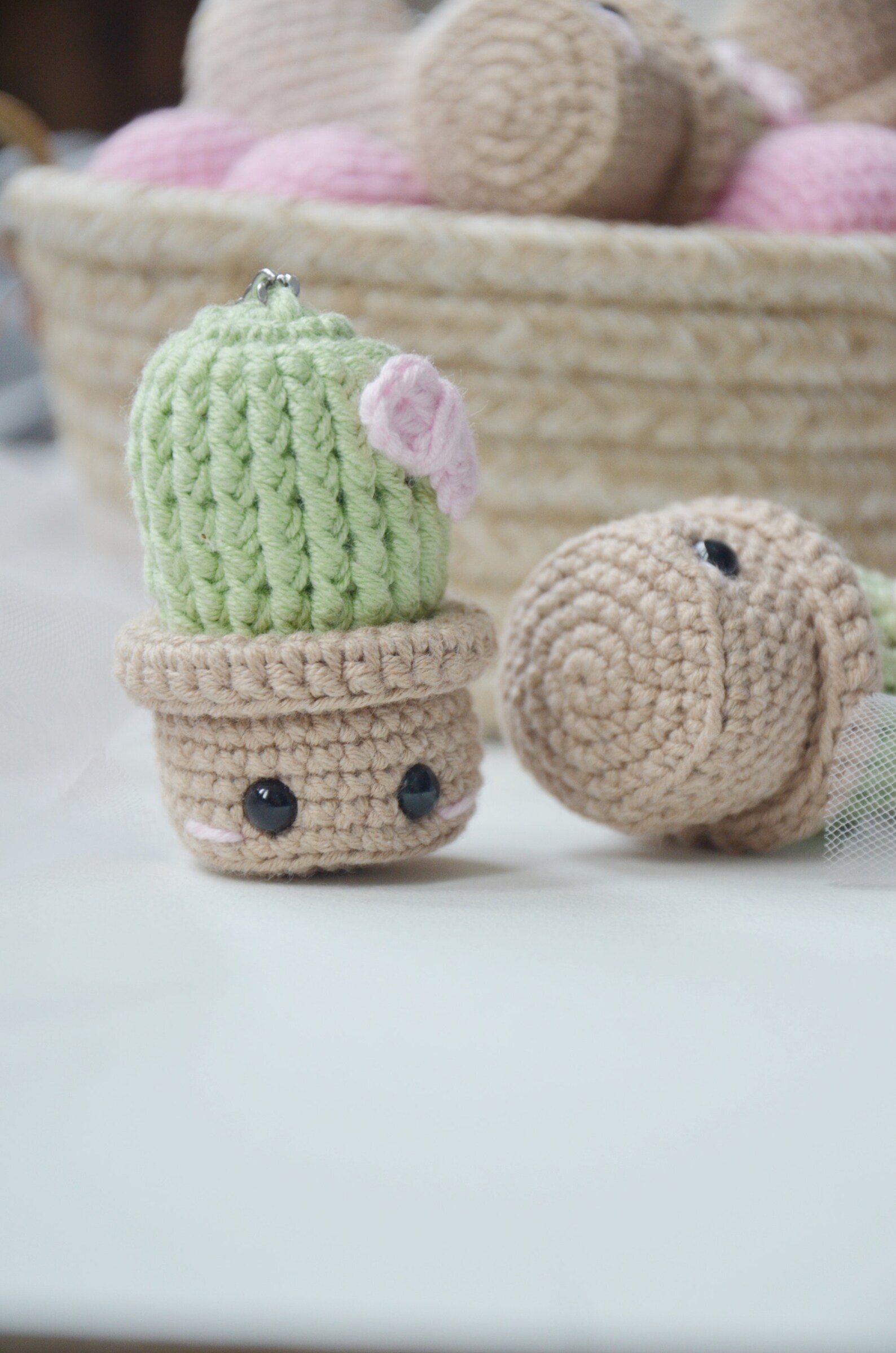 Crochet Kawaii Cactus Keychain - Etsy