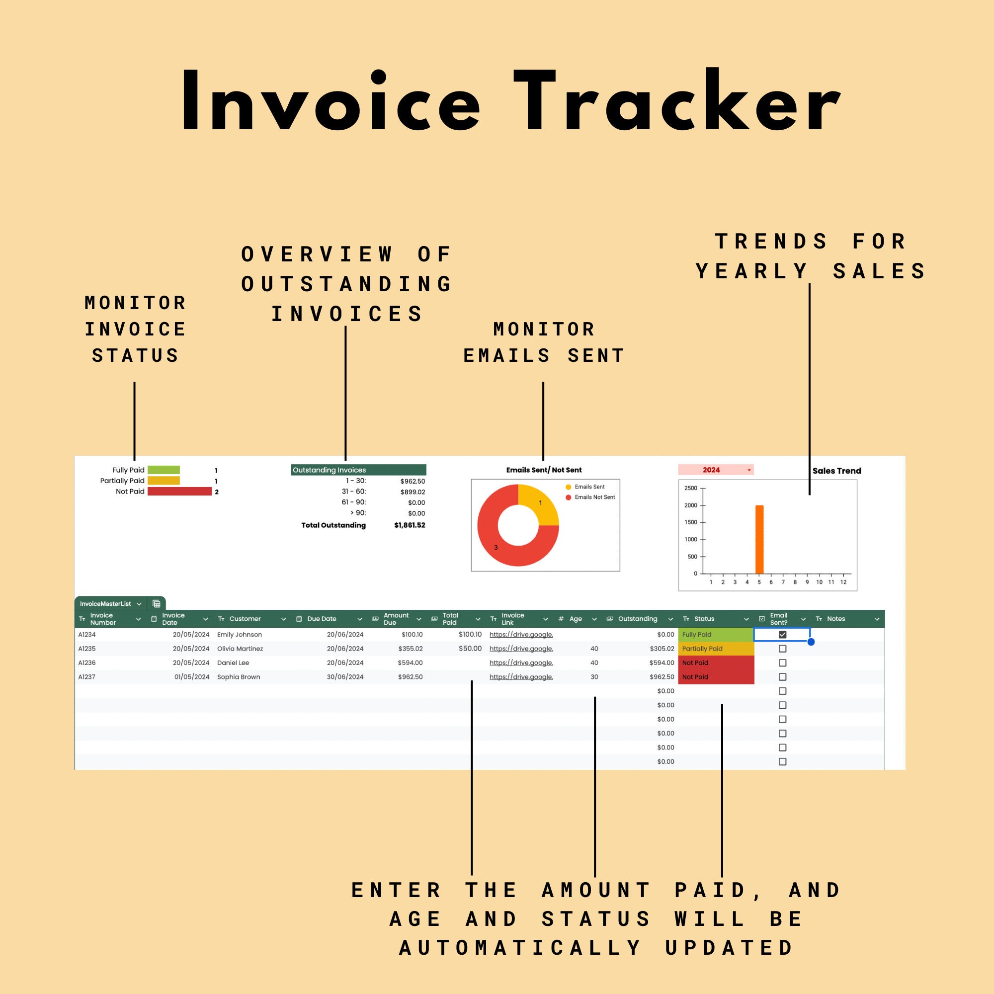 Invoice Generator and Tracker Google Spreadsheet for Small Business ...