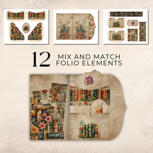 Books and Flowers Junk Journal Page Floral Junk Journal Folio Kit Books ...