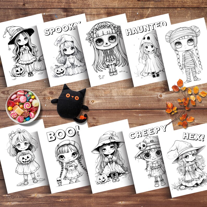 Spooky Girl Coloring Page Printable Halloween Activity for Kids ...