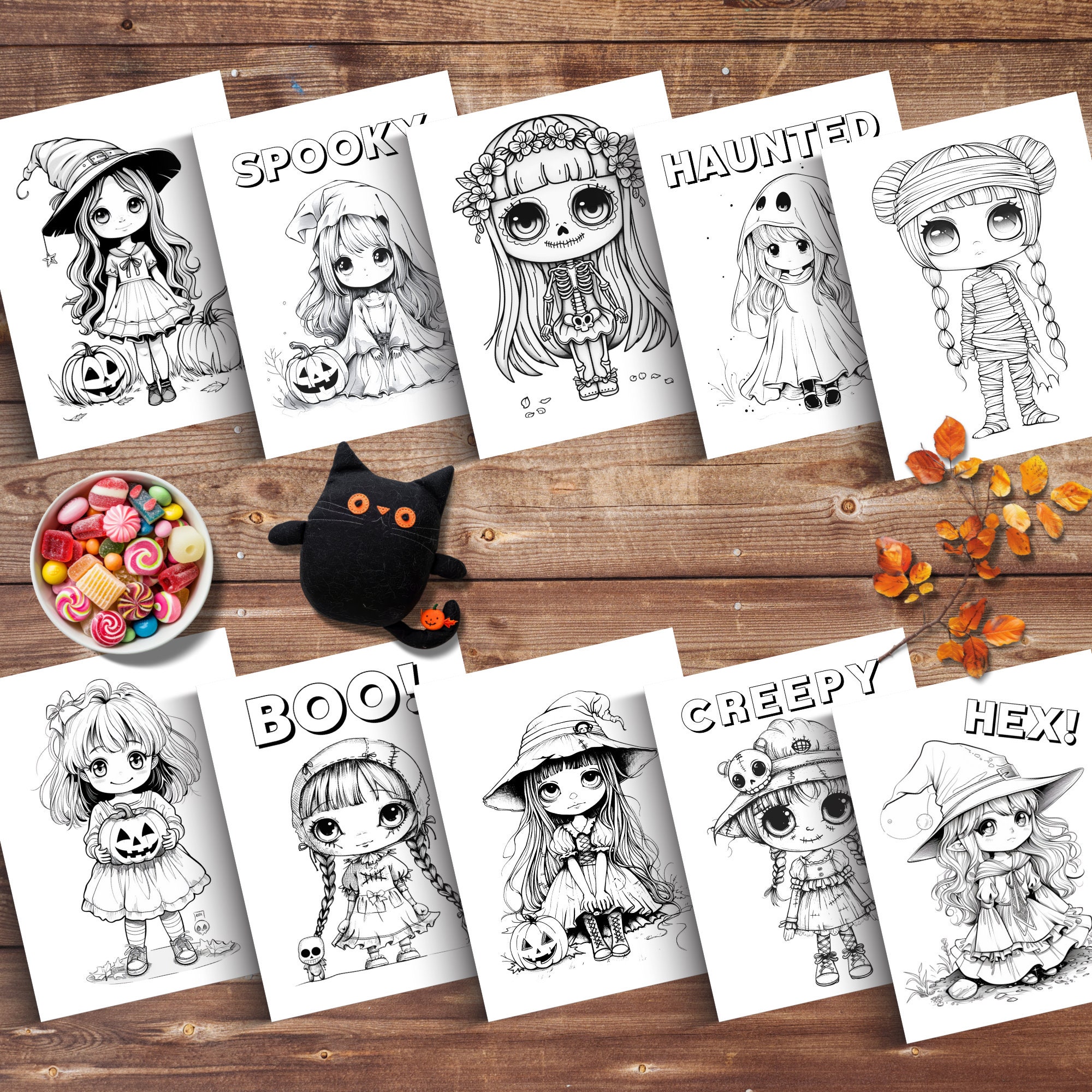 Spooky Girl Coloring Page Printable Halloween Activity for Kids ...