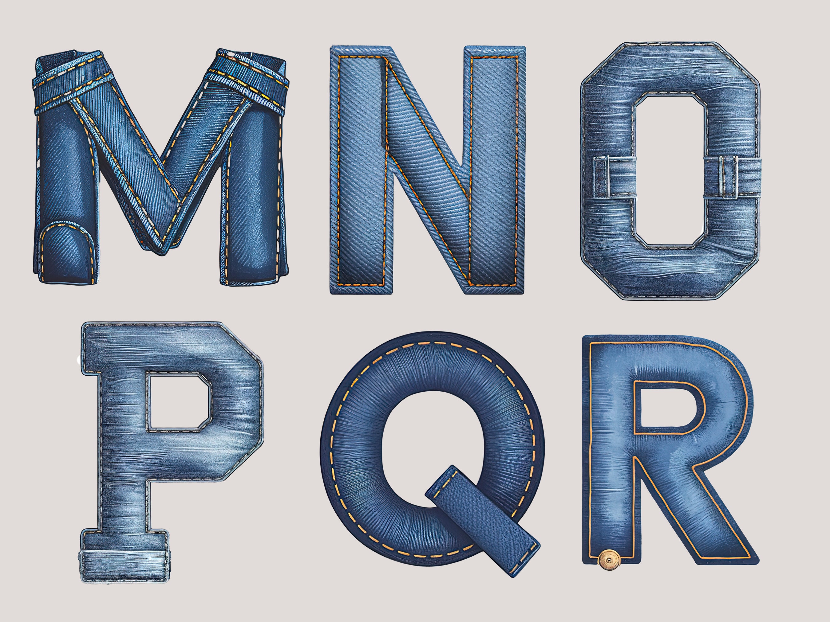 Watercolor Denim Alphabet Clipart Digital Jeans Font PNG Denim Letter ...