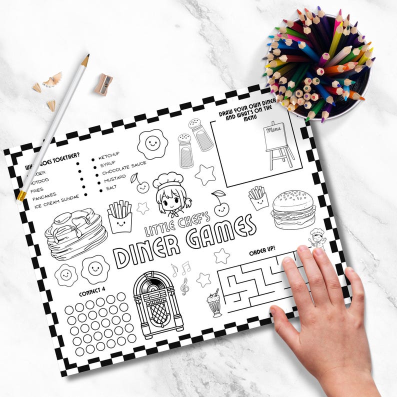 Diner Placemat for Kids, Printable Kids Placemat and Restaurant ...