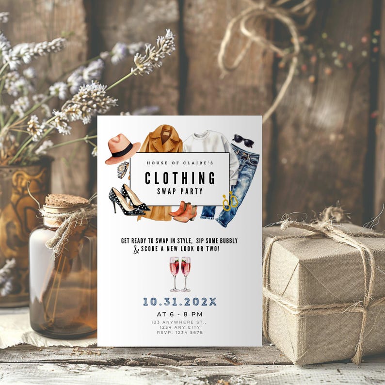 Clothing Swap Party Invite Thrift Party Fashion Swap Wardrobe Refresh ...