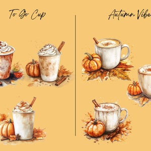 Watercolor Pumpkin Spiced Latte Clipart Fall Drinks Clipart Autumn ...