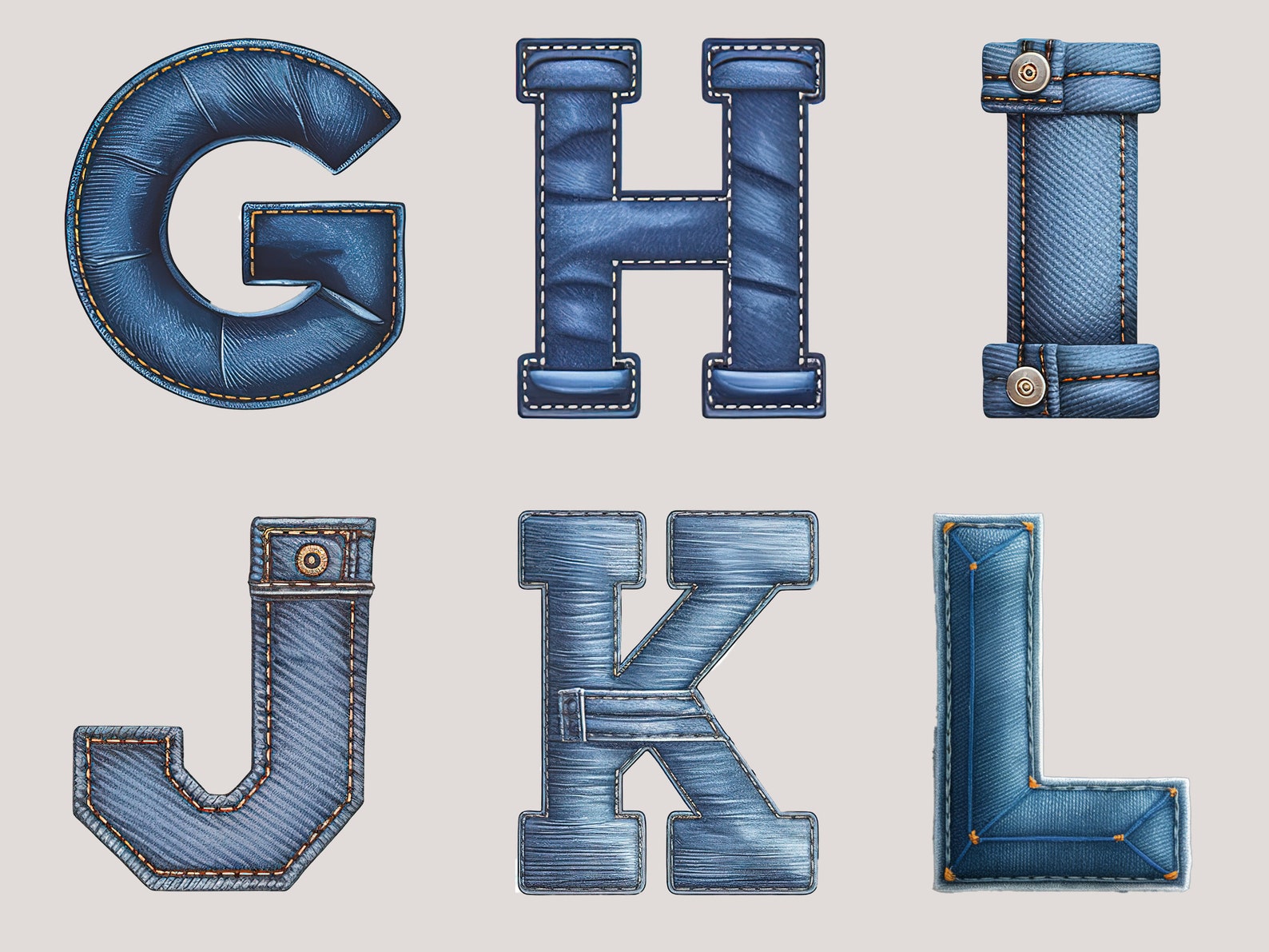 Watercolor Denim Alphabet Clipart Digital Jeans Font PNG Denim Letter ...
