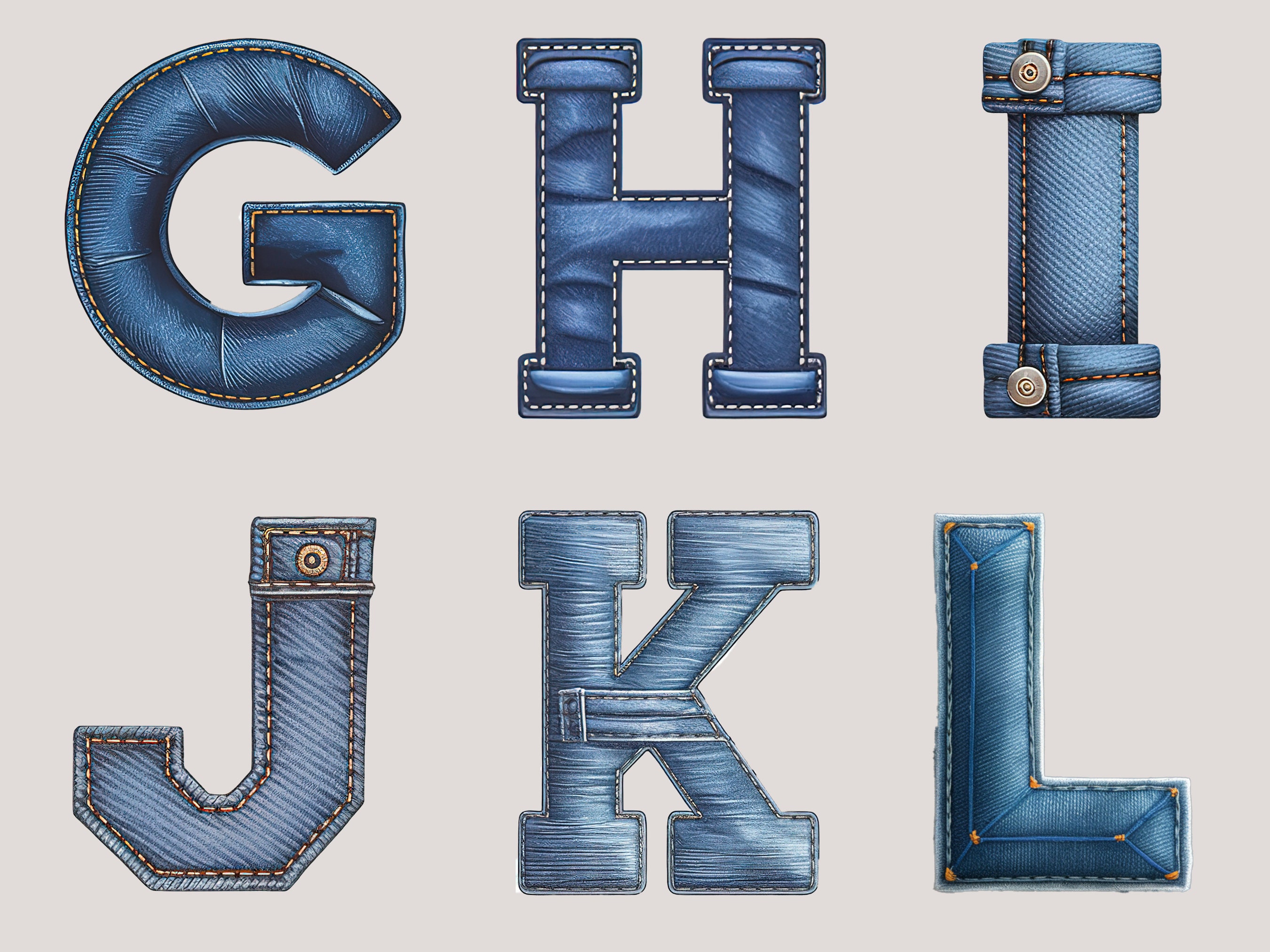 Watercolor Denim Alphabet Clipart Digital Jeans Font PNG Denim Letter ...